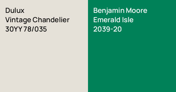 Dulux Vintage Chandelier vs. Benjamin Moore Emerald Isle comparison