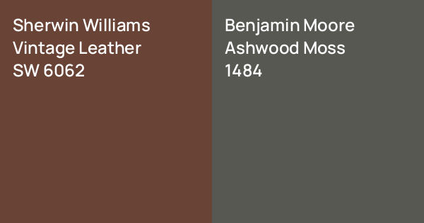 Sherwin Williams Vintage Leather vs. Benjamin Moore Ashwood Moss comparison