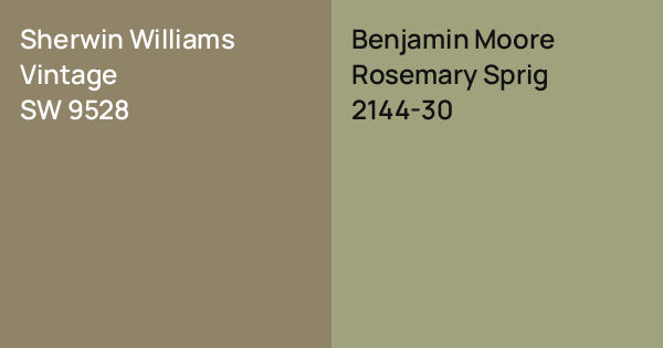 Sherwin Williams Vintage vs. Benjamin Moore Rosemary Sprig comparison