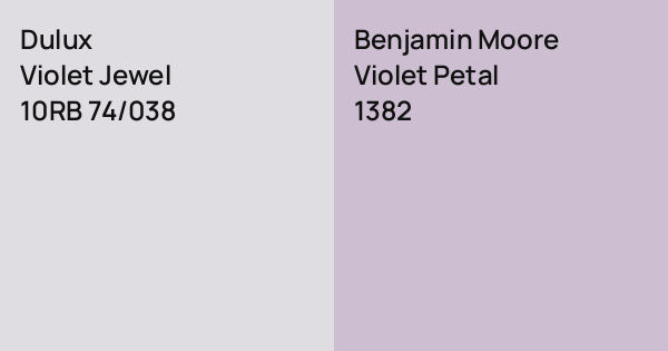 Dulux Violet Jewel vs. Benjamin Moore Violet Petal comparison