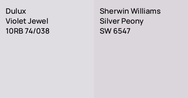 Dulux Violet Jewel vs. Sherwin Williams Silver Peony comparison