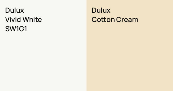 Dulux Vivid White vs. Dulux Cotton Cream comparison