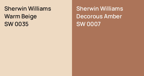 Sherwin Williams Warm Beige vs. Sherwin Williams Decorous Amber comparison