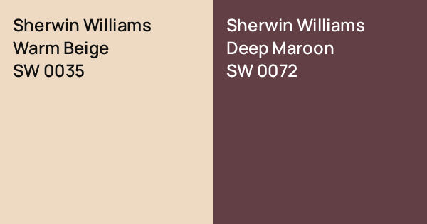 Sherwin Williams Warm Beige vs. Sherwin Williams Deep Maroon comparison