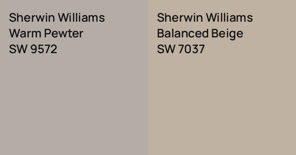 Sherwin Williams Warm Pewter vs. Sherwin Williams Balanced Beige comparison
