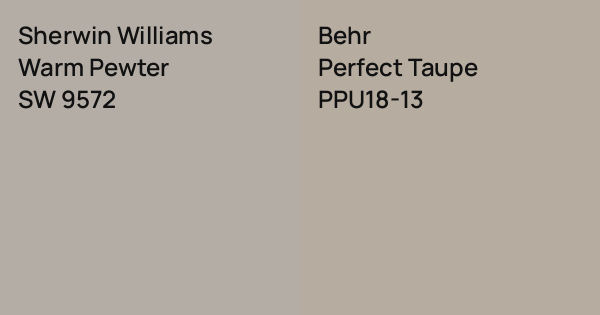 Sherwin Williams Warm Pewter vs. Behr Perfect Taupe comparison