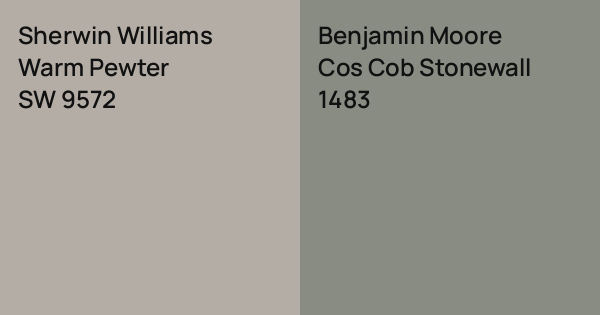 Sherwin Williams Warm Pewter vs. Benjamin Moore Cos Cob Stonewall ...