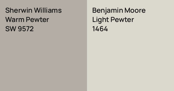 Sherwin Williams Warm Pewter vs. Benjamin Moore Light Pewter comparison