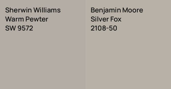 Sherwin Williams Warm Pewter vs. Benjamin Moore Silver Fox comparison