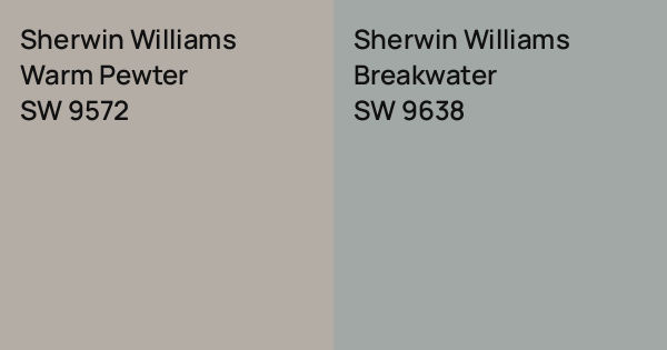 Sherwin Williams Warm Pewter vs. Sherwin Williams Breakwater comparison