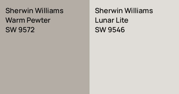 Sherwin Williams Warm Pewter vs. Sherwin Williams Lunar Lite comparison