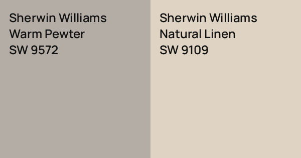 Sherwin Williams Warm Pewter vs. Sherwin Williams Natural Linen comparison