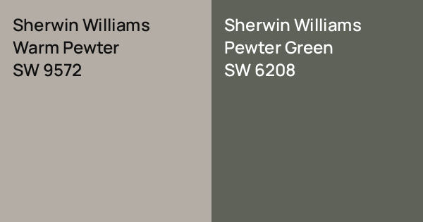 Sherwin Williams Warm Pewter vs. Sherwin Williams Pewter Green comparison