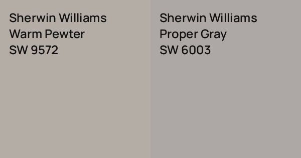 Sherwin Williams Warm Pewter vs. Sherwin Williams Proper Gray comparison