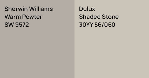 Sherwin Williams Warm Pewter vs. Dulux Shaded Stone comparison