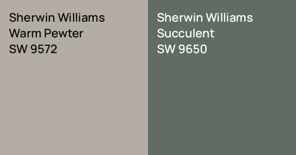 Sherwin Williams Warm Pewter vs. Sherwin Williams Succulent comparison