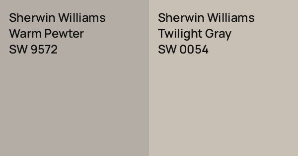 Sherwin Williams Warm Pewter vs. Sherwin Williams Twilight Gray comparison