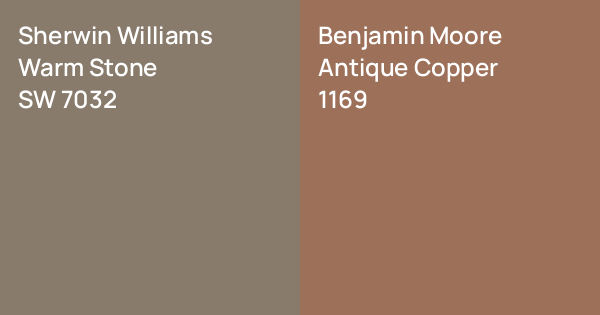 Sherwin Williams Warm Stone vs. Benjamin Moore Antique Copper comparison