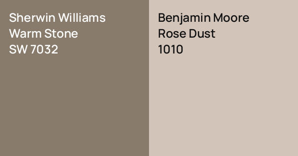 Sherwin Williams Warm Stone vs. Benjamin Moore Rose Dust comparison