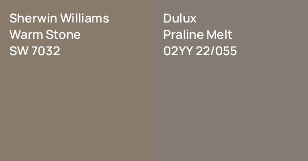 Sherwin Williams Warm Stone vs. Dulux Praline Melt comparison