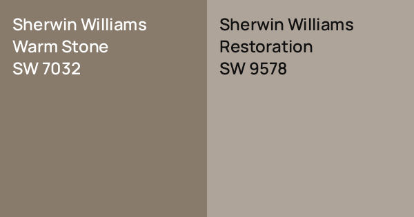 Sherwin Williams Warm Stone vs. Sherwin Williams Restoration comparison