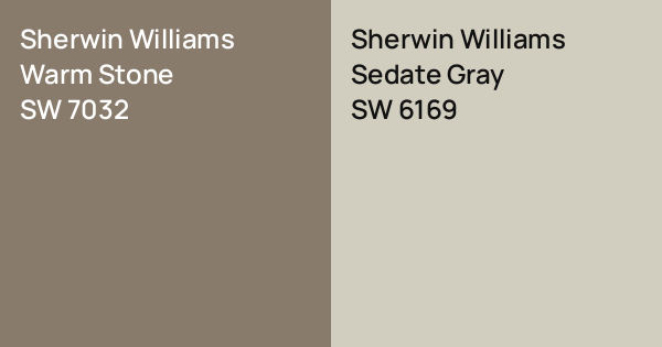 Sherwin Williams Warm Stone vs. Sherwin Williams Sedate Gray comparison