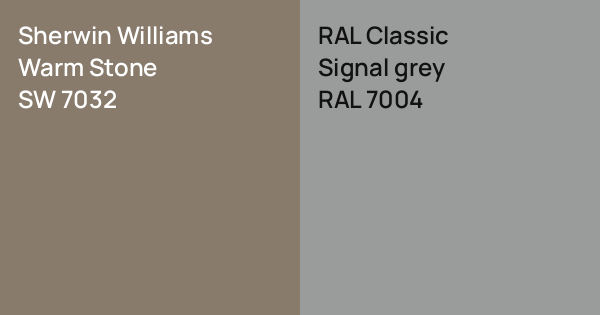 Sherwin Williams Warm Stone vs. RAL Classic Signal grey comparison