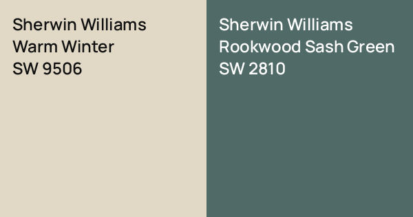 Sherwin Williams Warm Winter vs. Sherwin Williams Rookwood Sash Green ...