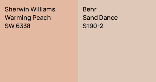 Sherwin Williams Warming Peach vs. Behr Sand Dance comparison