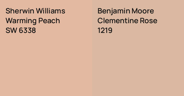Sherwin Williams Warming Peach vs. Benjamin Moore Clementine Rose ...