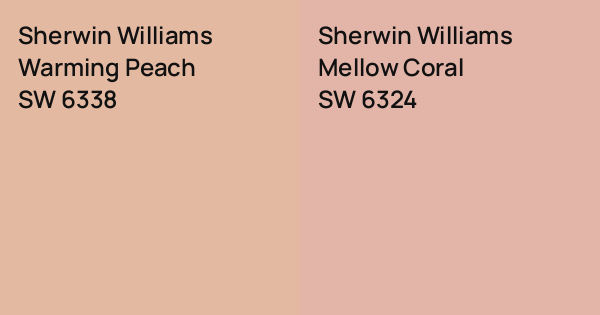 Sherwin Williams Warming Peach vs. Sherwin Williams Mellow Coral comparison