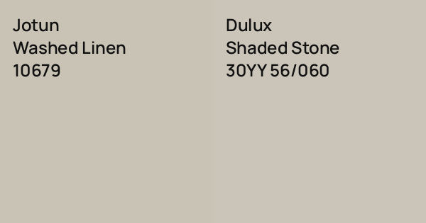 Jotun Washed Linen vs. Dulux Shaded Stone comparison