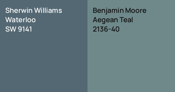 Sherwin Williams Waterloo vs. Benjamin Moore Aegean Teal comparison