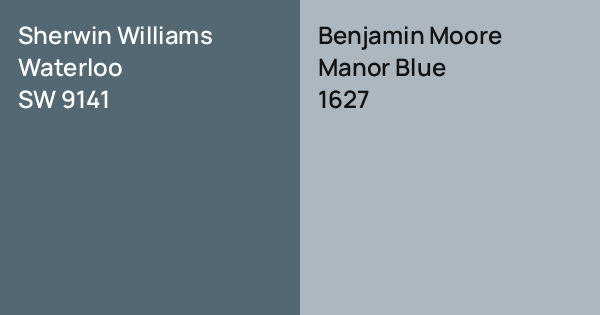 Sherwin Williams Waterloo vs. Benjamin Moore Manor Blue comparison