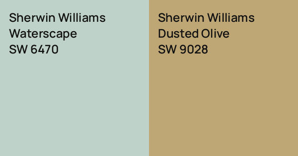 Sherwin Williams Waterscape vs. Sherwin Williams Dusted Olive comparison