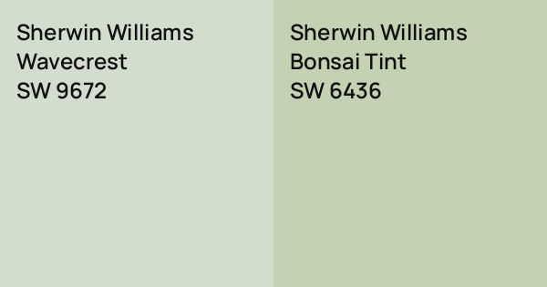 Sherwin Williams Wavecrest vs. Sherwin Williams Bonsai Tint comparison