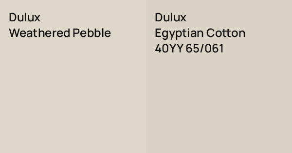 Dulux Weathered Pebble vs. Dulux Egyptian Cotton comparison