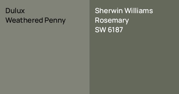 Dulux Weathered Penny vs. Sherwin Williams Rosemary comparison