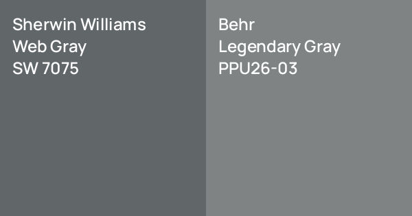 Sherwin Williams Web Gray vs. Behr Legendary Gray comparison
