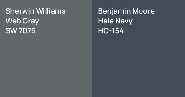 Sherwin Williams Web Gray vs. Benjamin Moore Hale Navy comparison