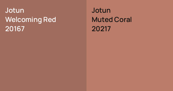 Jotun Welcoming Red vs. Jotun Muted Coral comparison