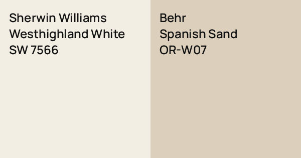 Sherwin Williams Westhighland White vs. Behr Spanish Sand comparison