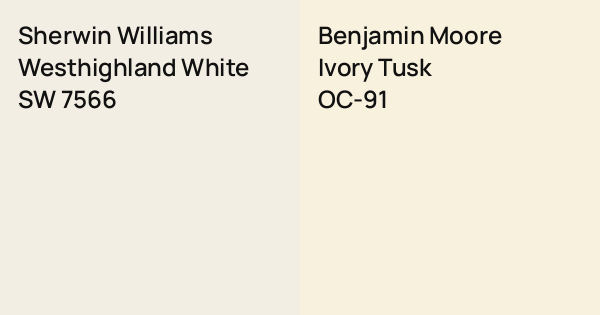 Sherwin Williams Westhighland White vs. Benjamin Moore Ivory Tusk ...