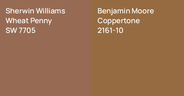 Sherwin Williams Wheat Penny vs. Benjamin Moore Coppertone comparison