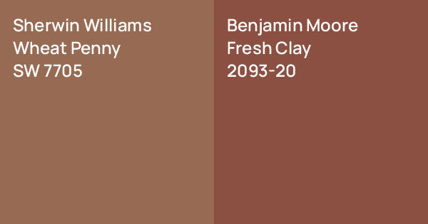 Sherwin Williams Wheat Penny vs. Benjamin Moore Fresh Clay comparison