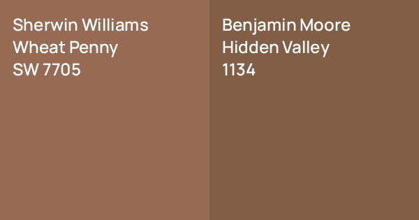 Sherwin Williams Wheat Penny vs. Benjamin Moore Hidden Valley comparison