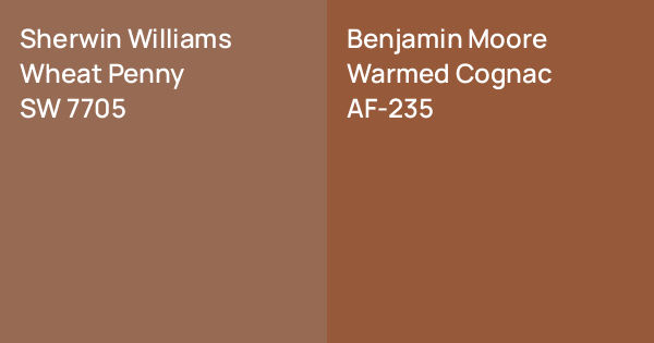 Sherwin Williams Wheat Penny vs. Benjamin Moore Warmed Cognac comparison