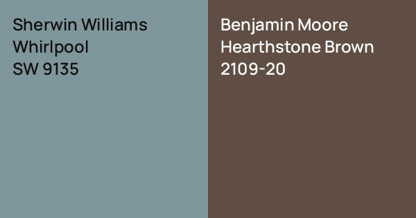 Sherwin Williams Whirlpool vs. Benjamin Moore Hearthstone Brown comparison