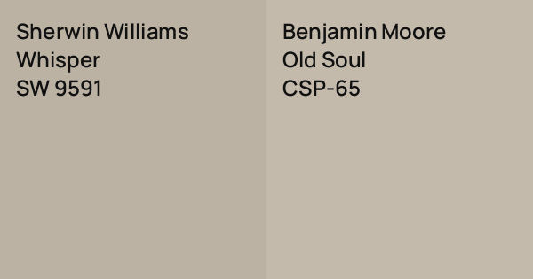 Sherwin Williams Whisper vs. Benjamin Moore Old Soul comparison