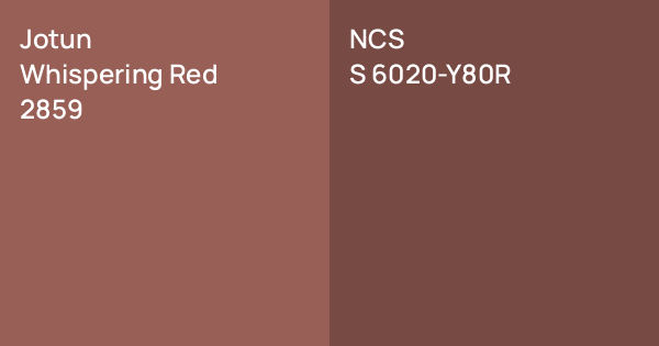 Jotun Whispering Red vs. NCS S 6020-Y80R comparison